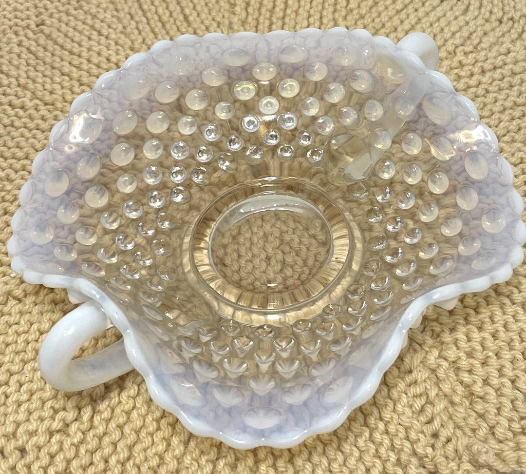 Vintage Fenton Moonstone Opalescent Hobnail Glass Decorative Dish - Etsy
