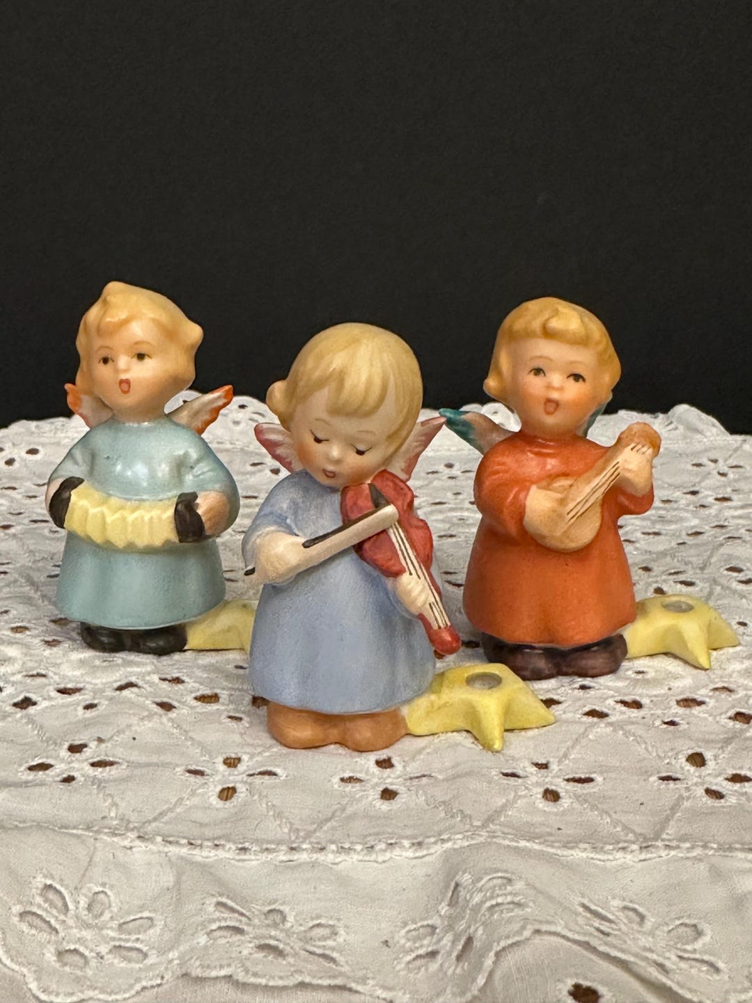 Vintage Christmas Goebel Set of 3 Miniature Angel Candleholder With ...
