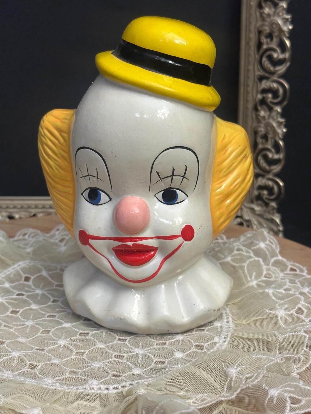 Vintage Clown Head Piggy Bank Coin Ceramic Hand Painted Creepy - Etsy