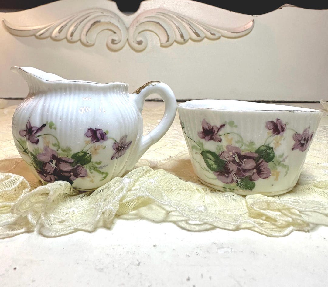 Vintage Norcrest China Sugar Bowl and Creamer Set “sweet Violet” - Etsy