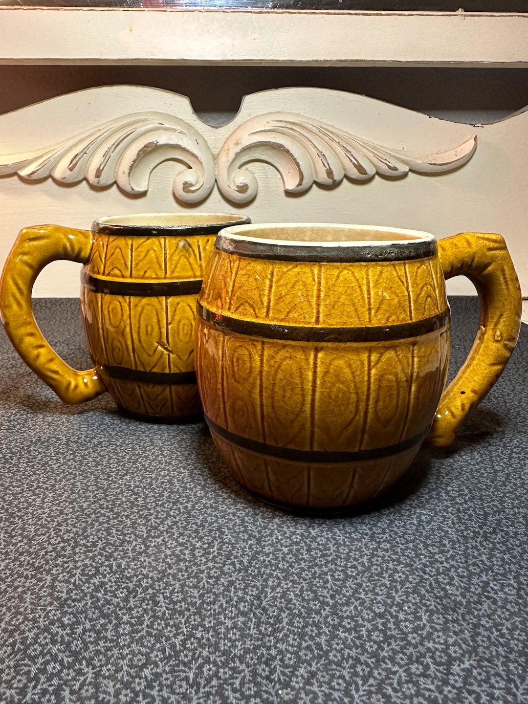 2 Vintage Ceramic Barrel Shaped Coffee Mugs Japan - Etsy