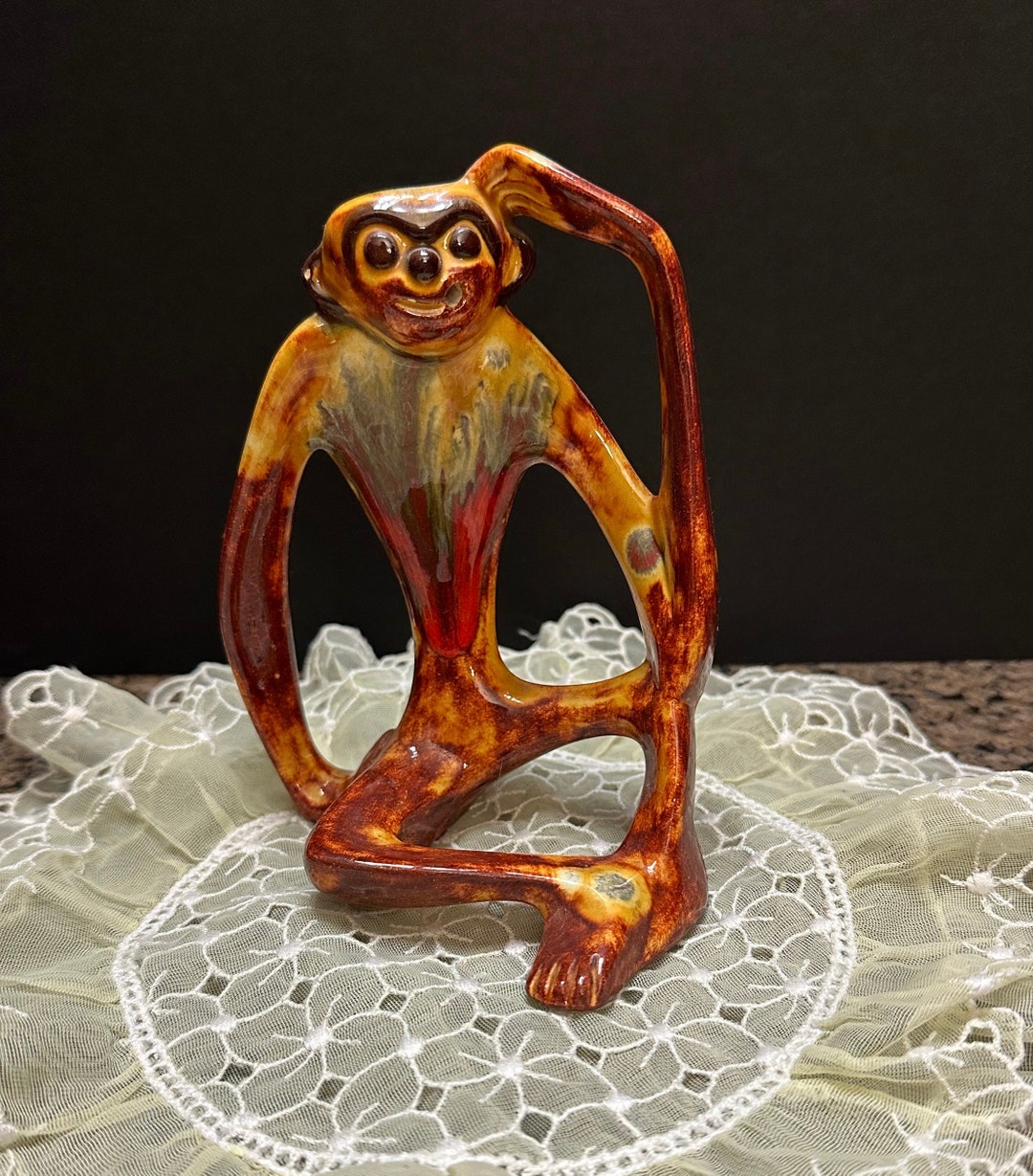 Vintage Modernist Ceramic Sloth/monkey Art Deco Unique Drip Glaze ...