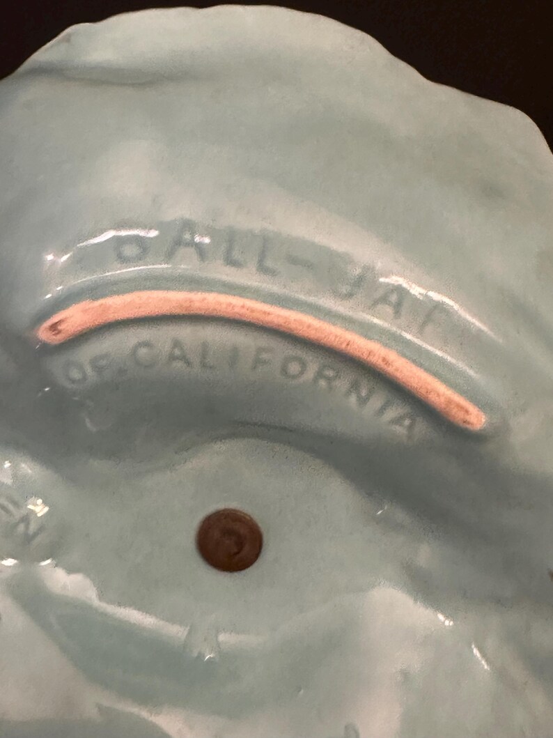 Vintage MCM Ball-jae of California Pottery Turquoise Caddy Bird Design ...