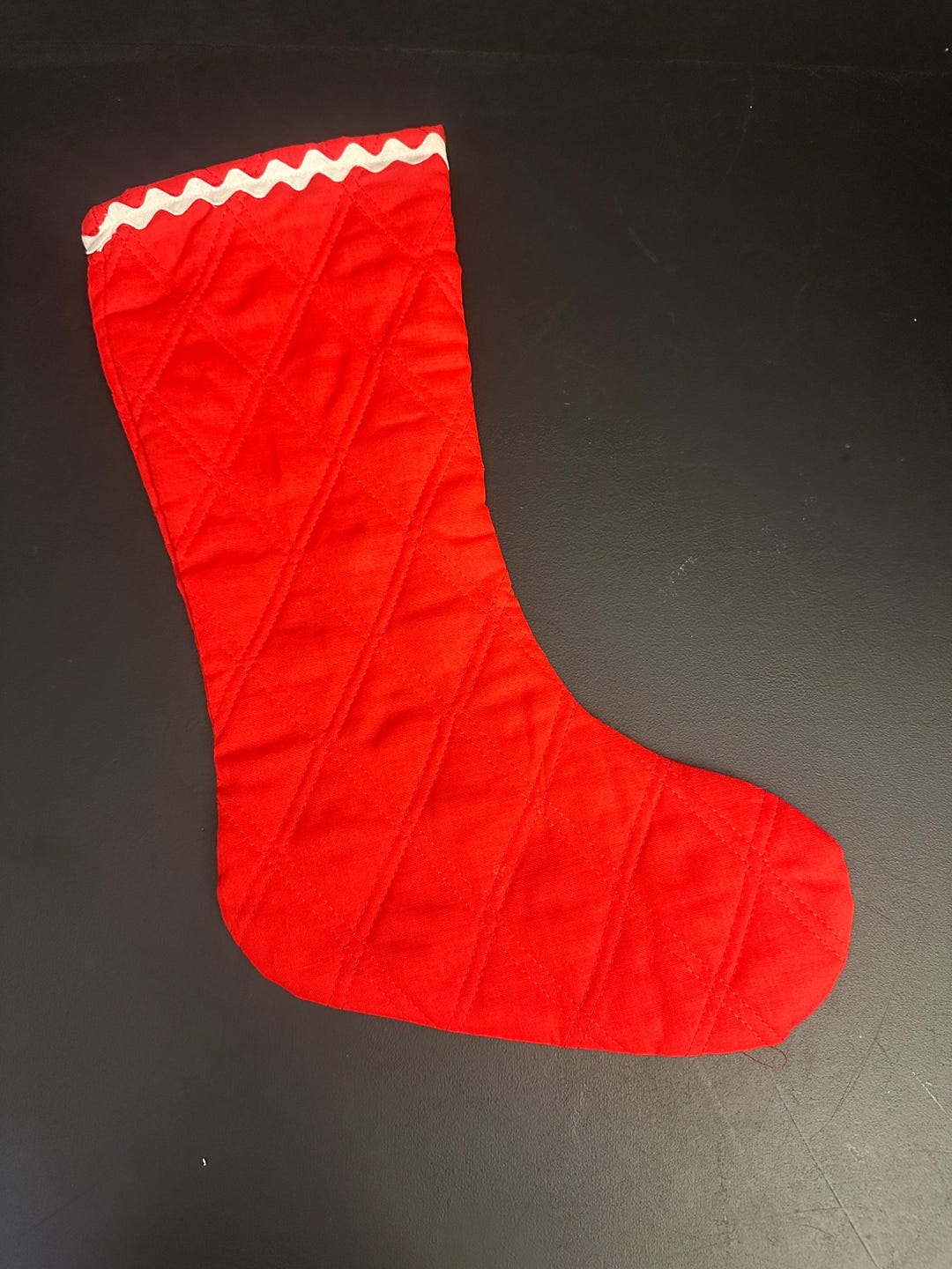 Vintage Red Quilted Christmas Stocking With Ric-rac - Etsy