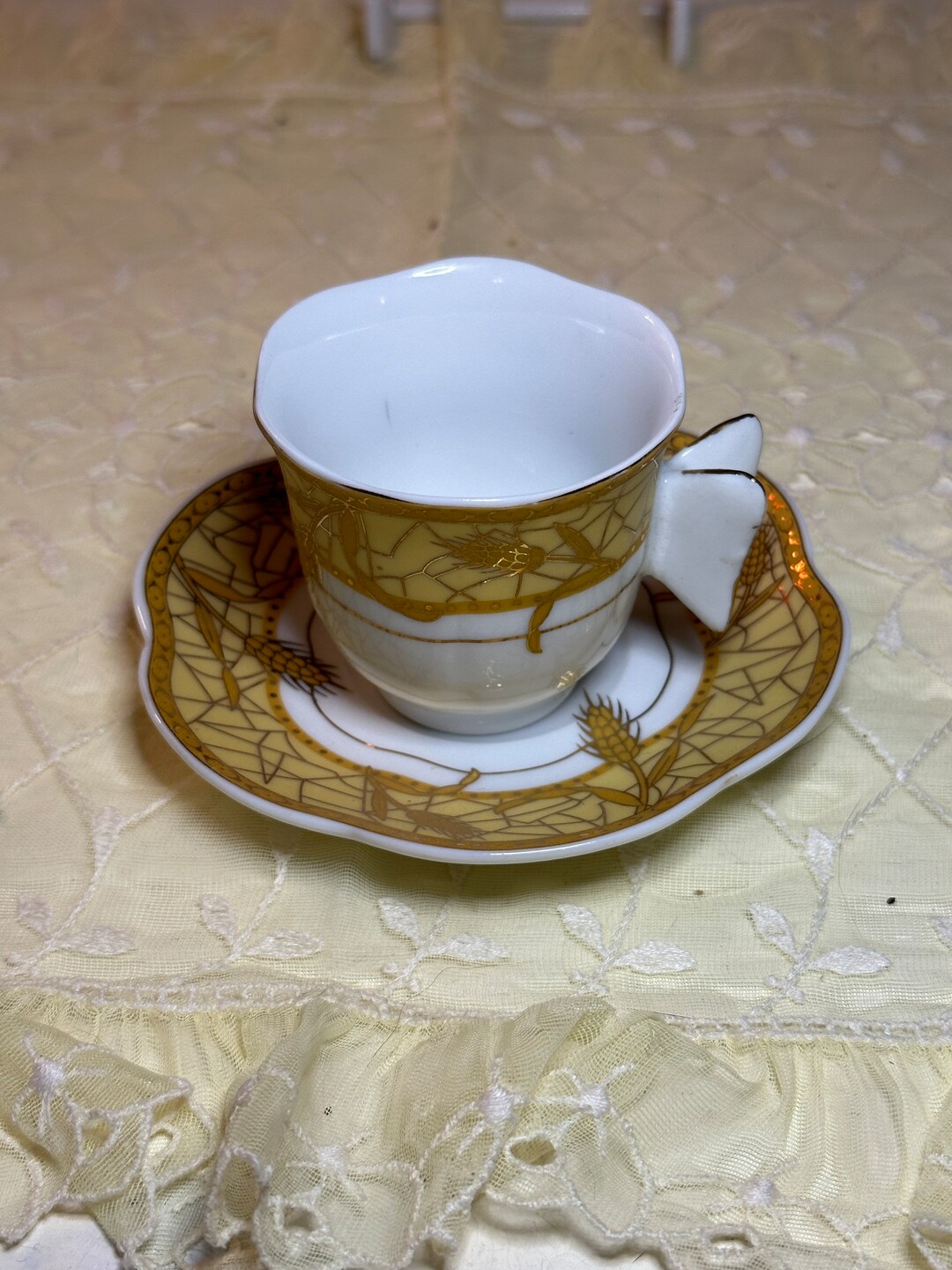 Butterfly Wing Handle Ai Porcelain Demitasse Tea Cup & Saucer Bavaria ...