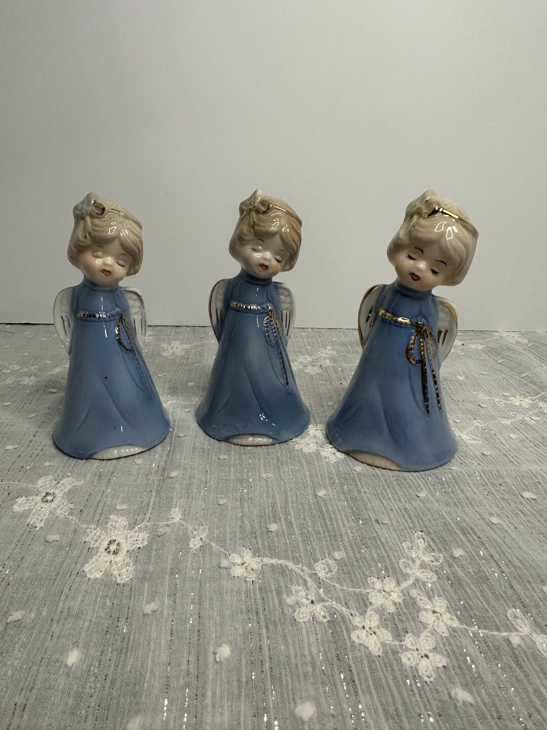 Vintage Set of Three Golden Angel Bells - Etsy