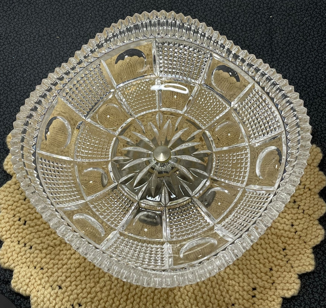 Vintage West Germany Crystal Pedestal Compote With Silver Plated Base ...