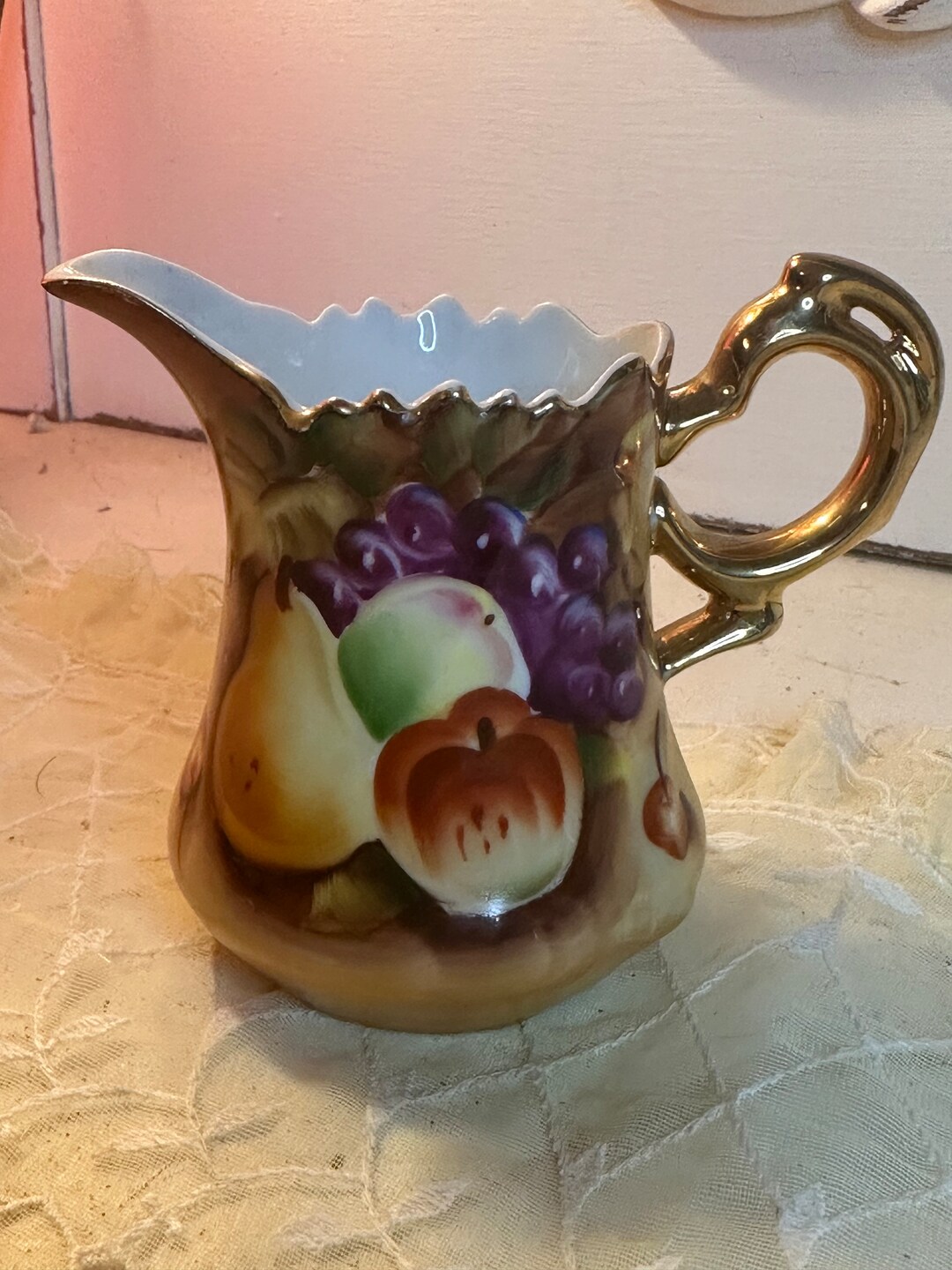 Vintage Pretty LEFTON 1940-50s Creamer Hand Painted With Gold Trim - Etsy