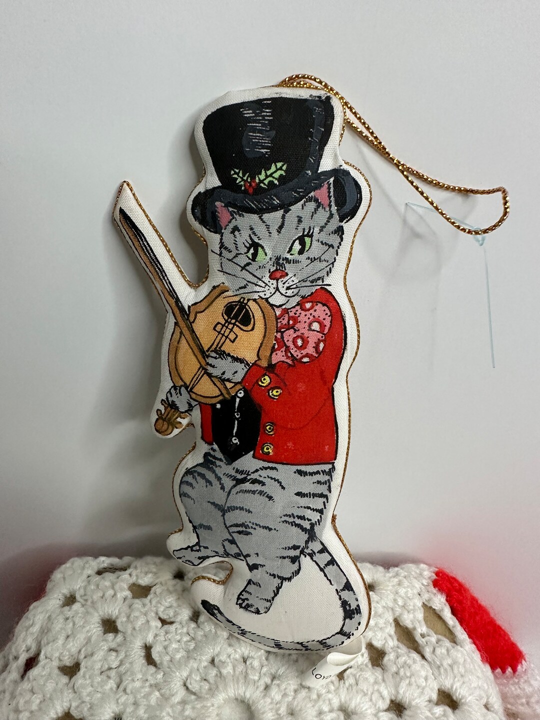 Vintage Cat and the Fiddle Fabric Ornament - Etsy