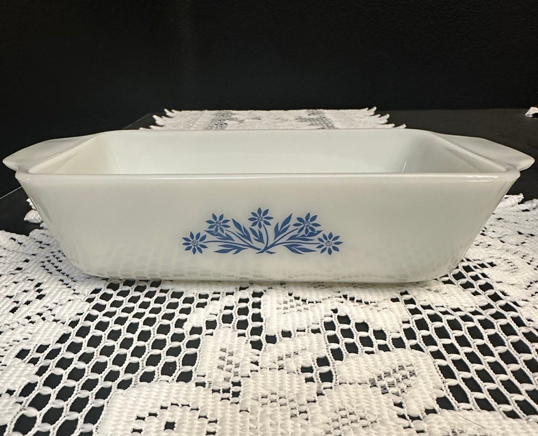 Vintage OVEN PROOF Loaf Pan White Blue Flowers 1 Quart Ovenproof - Etsy