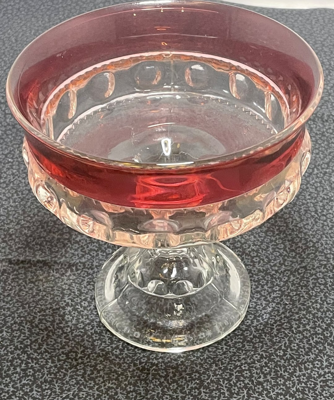 Vintage Tiffin Glass King’s Crown Thumbprint Ruby Flash Pedestal ...