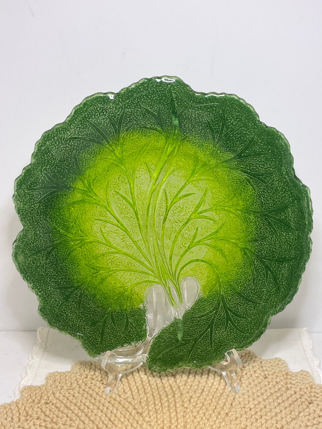 Vintage Cabbage Leaf Green Divided Relish Plate Dish Vegetable Tray. - Etsy