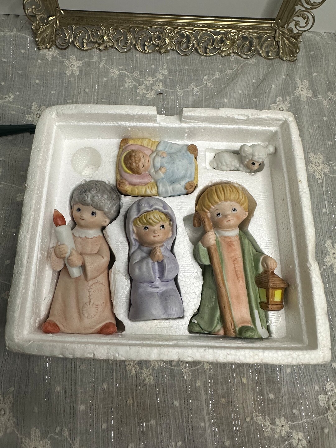 Homco Child Nativity Manger Baby Jesus Mother Mary Joseph Shepherd Lamb ...