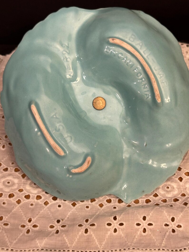 Vintage MCM Ball-jae of California Pottery Turquoise Caddy Bird Design ...