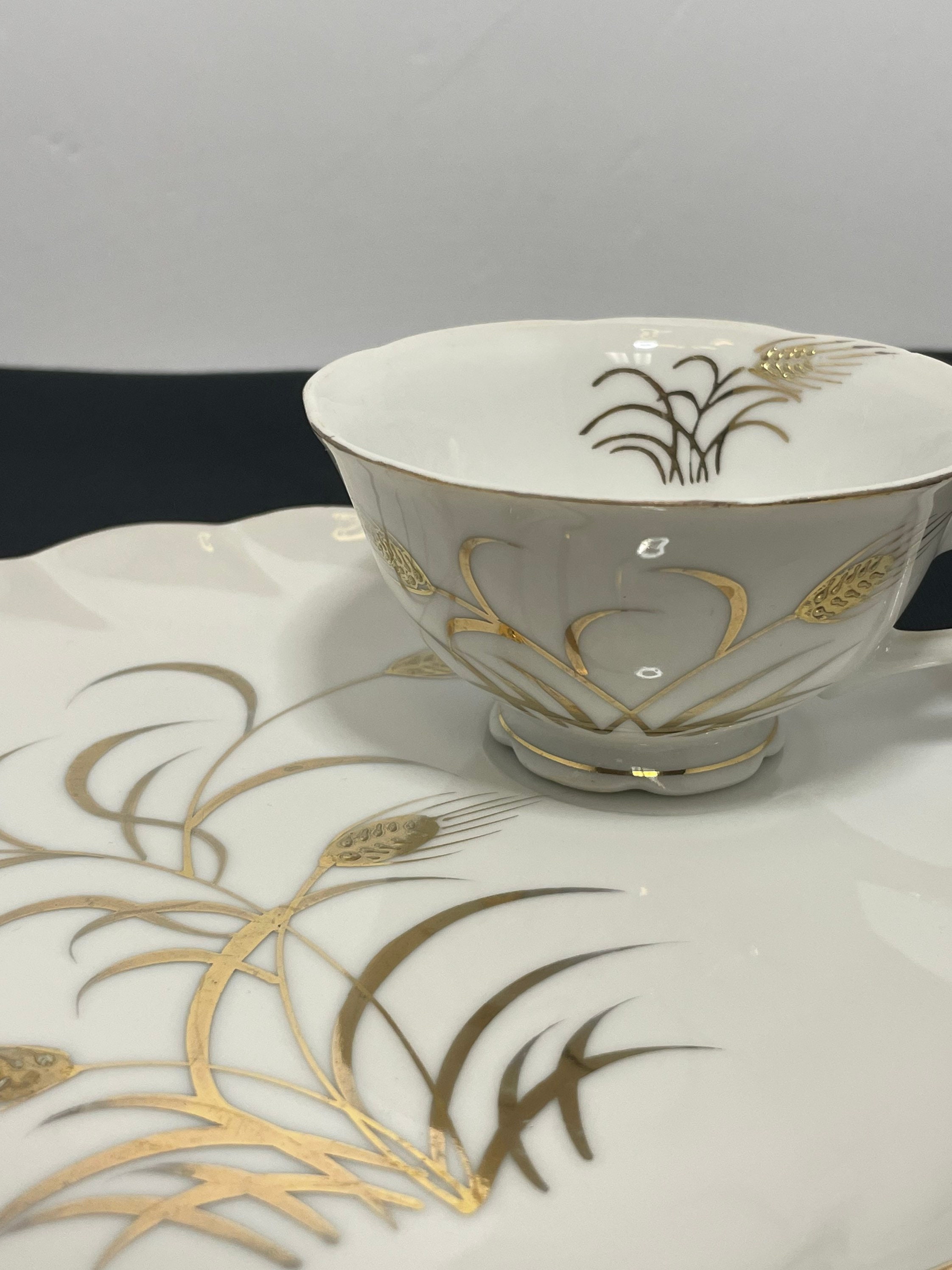 Lefton China Hand Painted Shell Shaped Sandwich Plate and Tea Cup Sets ...