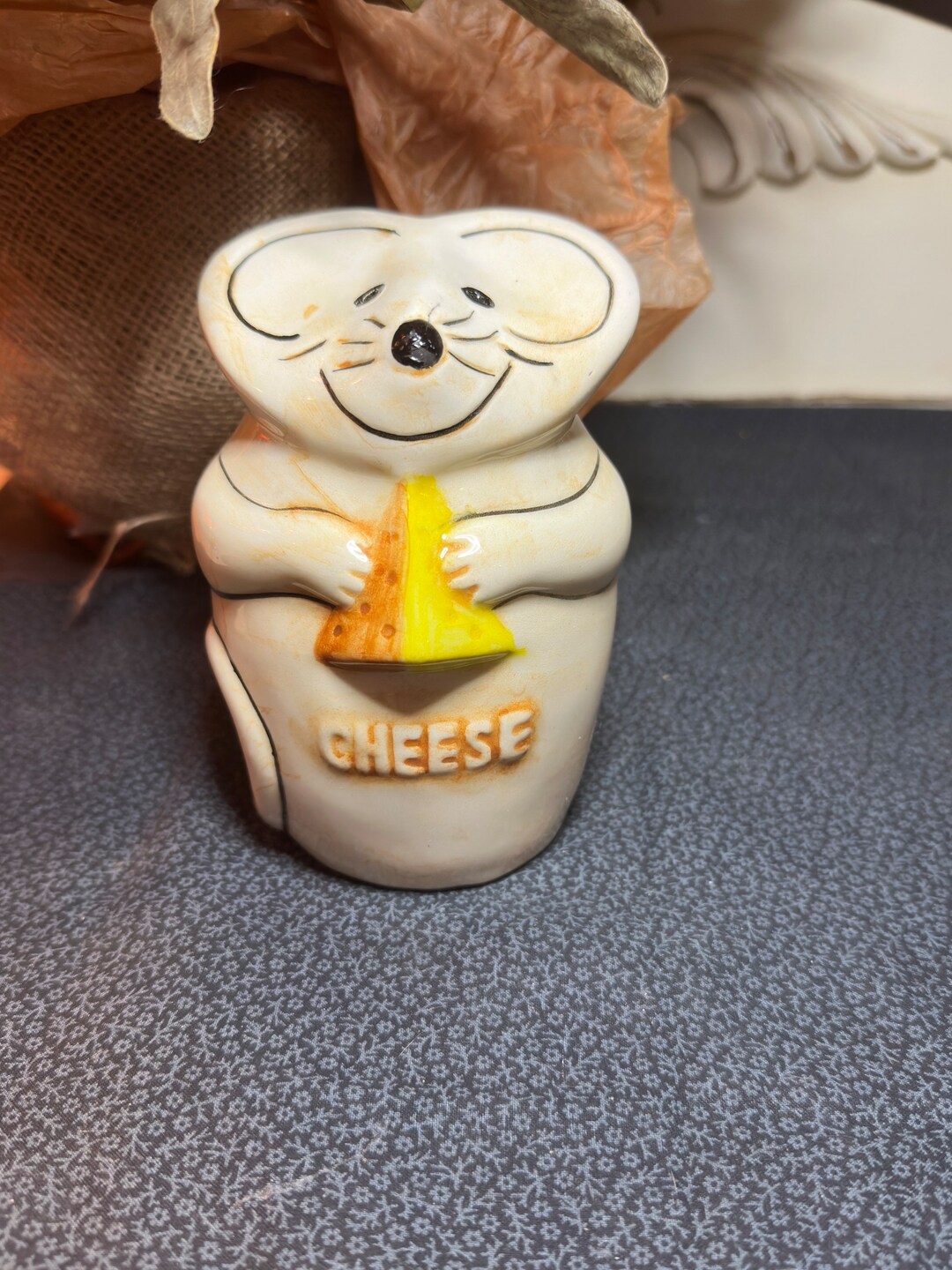 Vintage Mouse Parmesan Cheese Shaker Ceramic Hand Painted Brown Accents ...