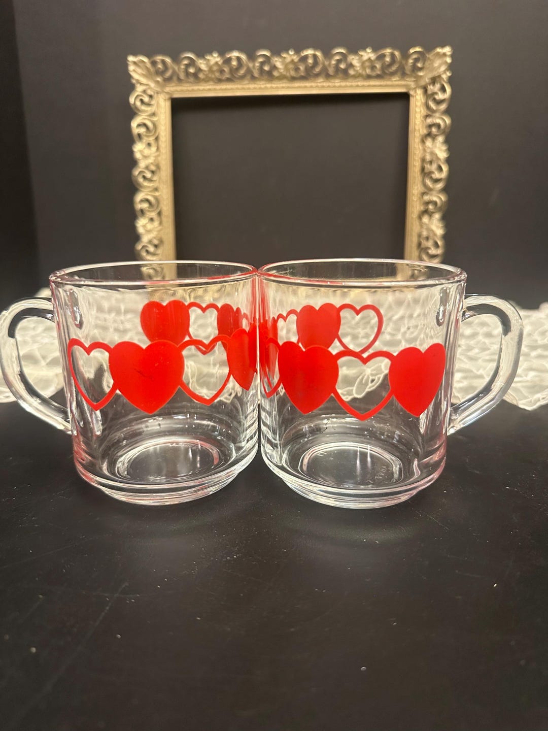 Vintage Luminarc Red Heart Coffee Mugs Clear Glass Cups 1980s Set 2 - Etsy