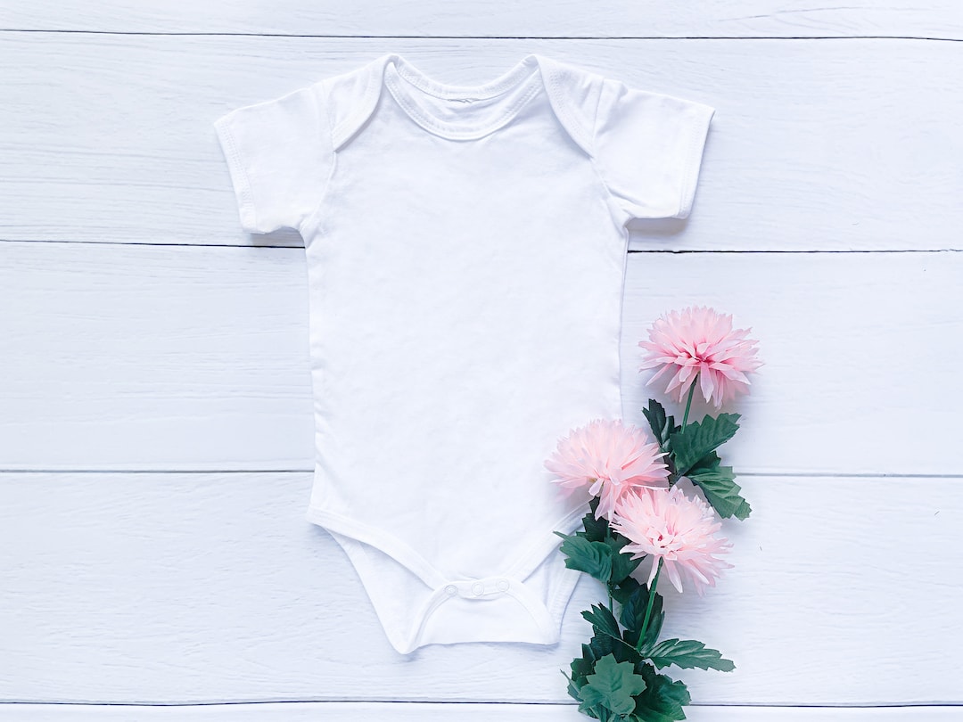 2 Adorable Baby Onesie Mock-ups Pink Flower High-quality Digital File ...