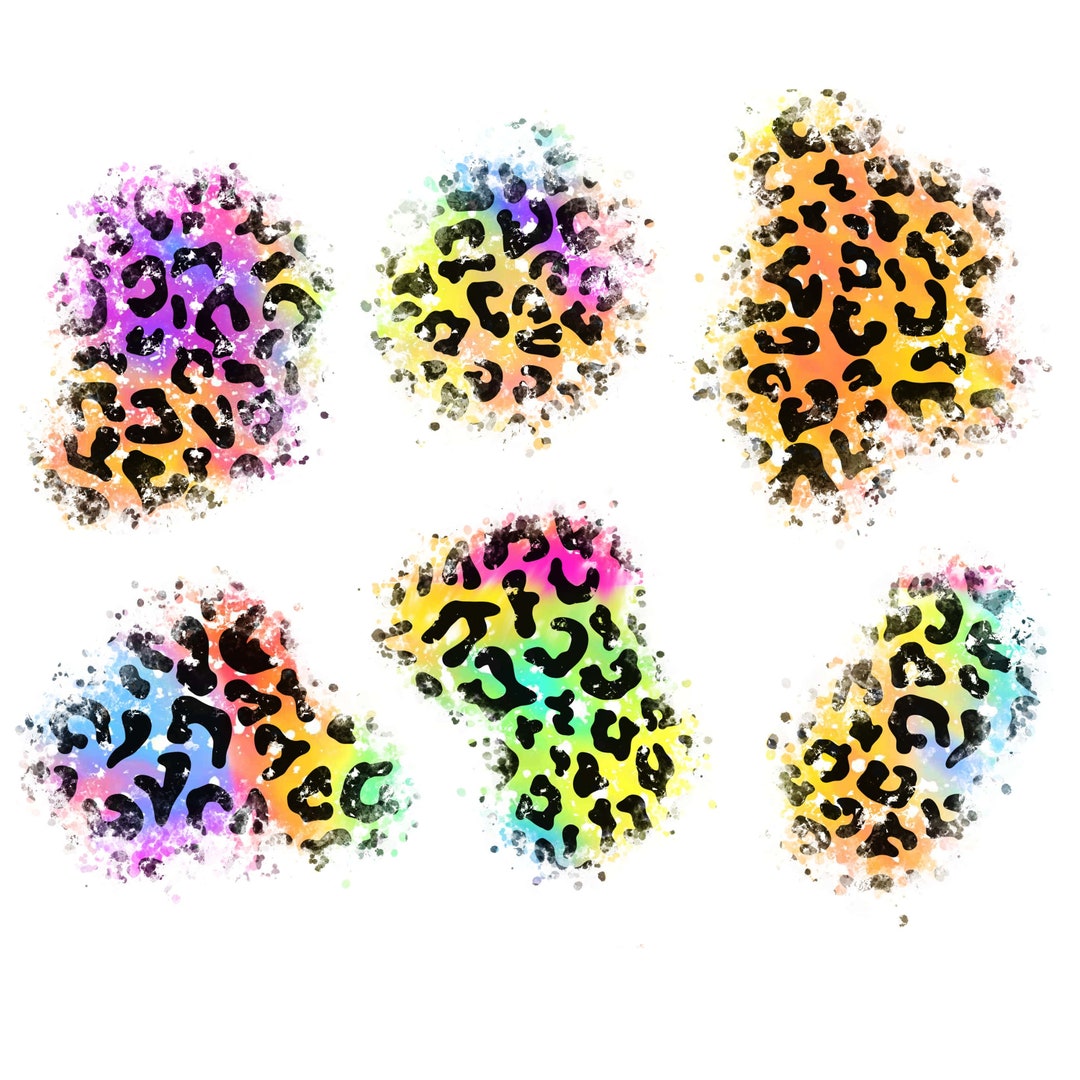 Rainbow Leopard Cheetah Print Sublimation Patches Png Instant Download ...
