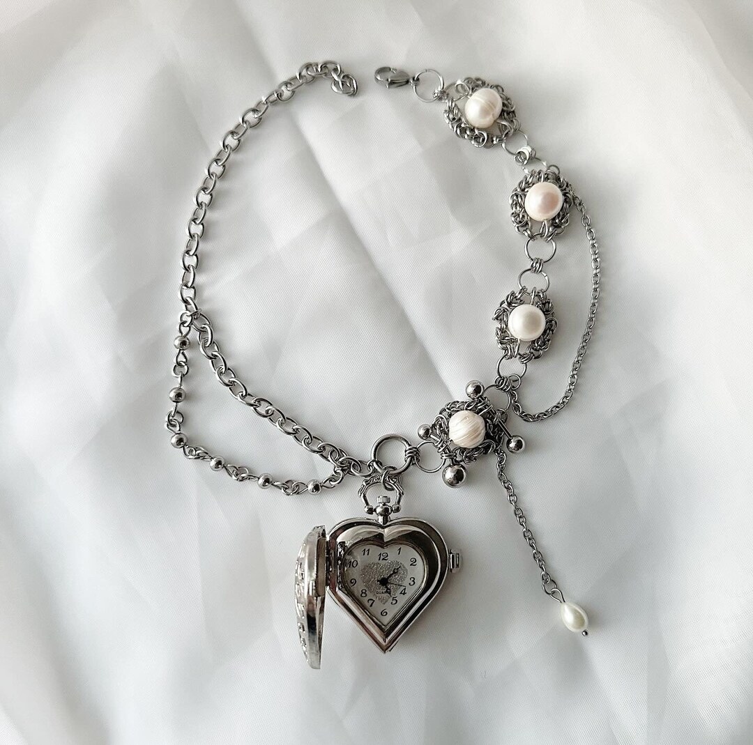Asymmetrical Heart Clock Locket Necklace - Etsy