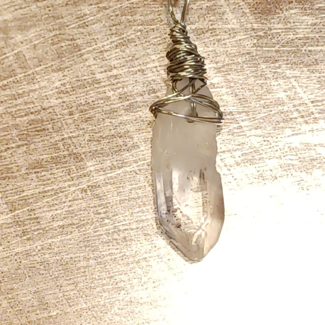 Clear Quartz Pendant Necklace, Stainless Steel, Crystal, Gemstone ...