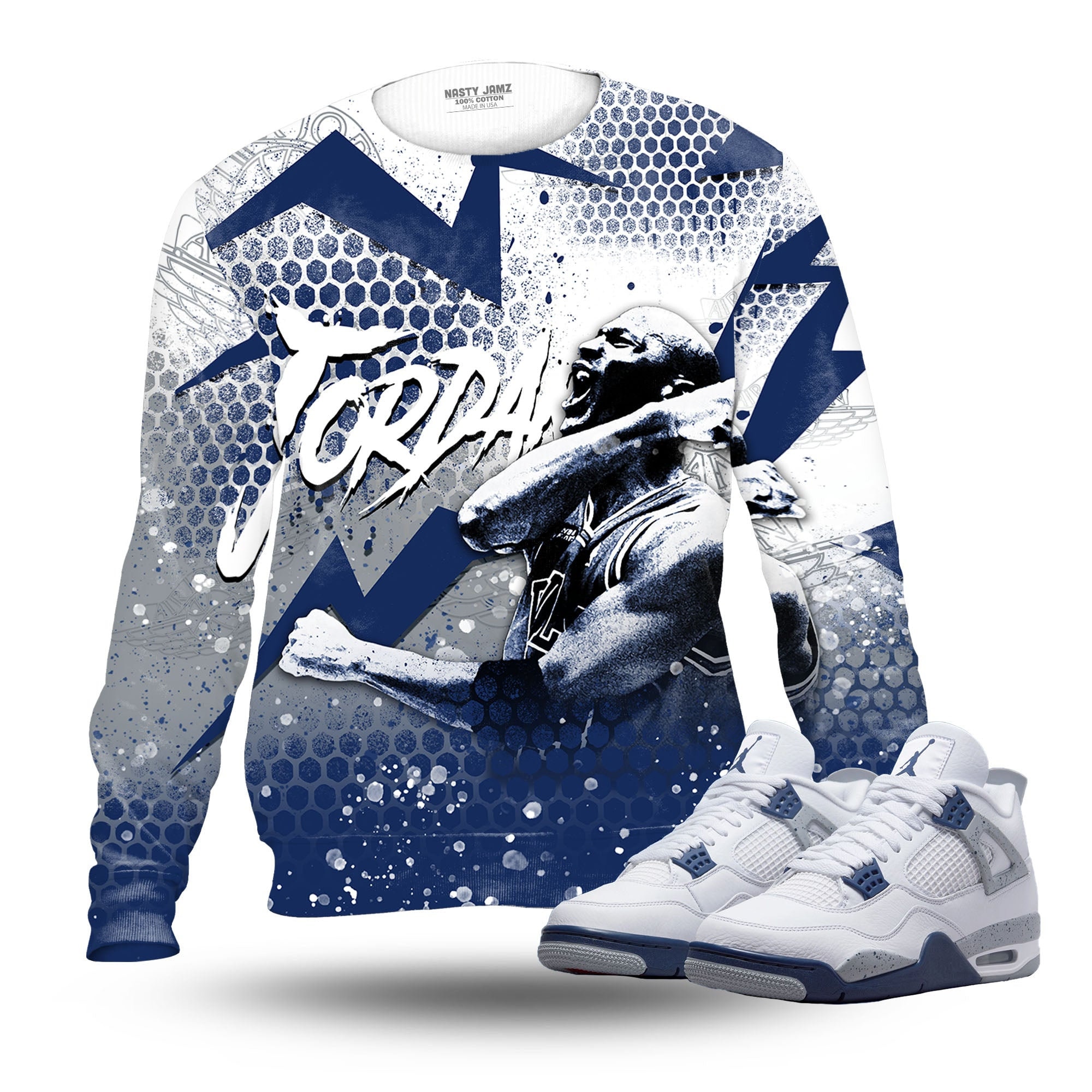 The GOAT 23 3D Hexagon Unisex matching Sweatshirt Jordan 4 Retro White ...