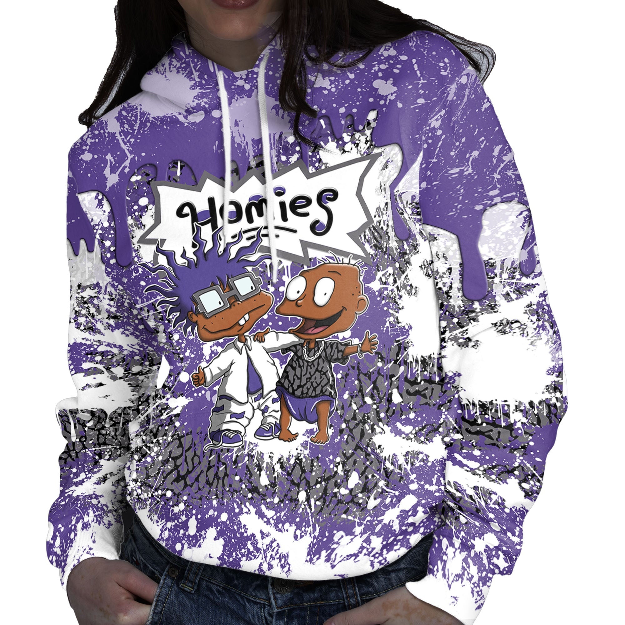 Homies Rugrats 3D Drip Paint Unisex matching Hoodie Jordan 3 Retro Dark ...