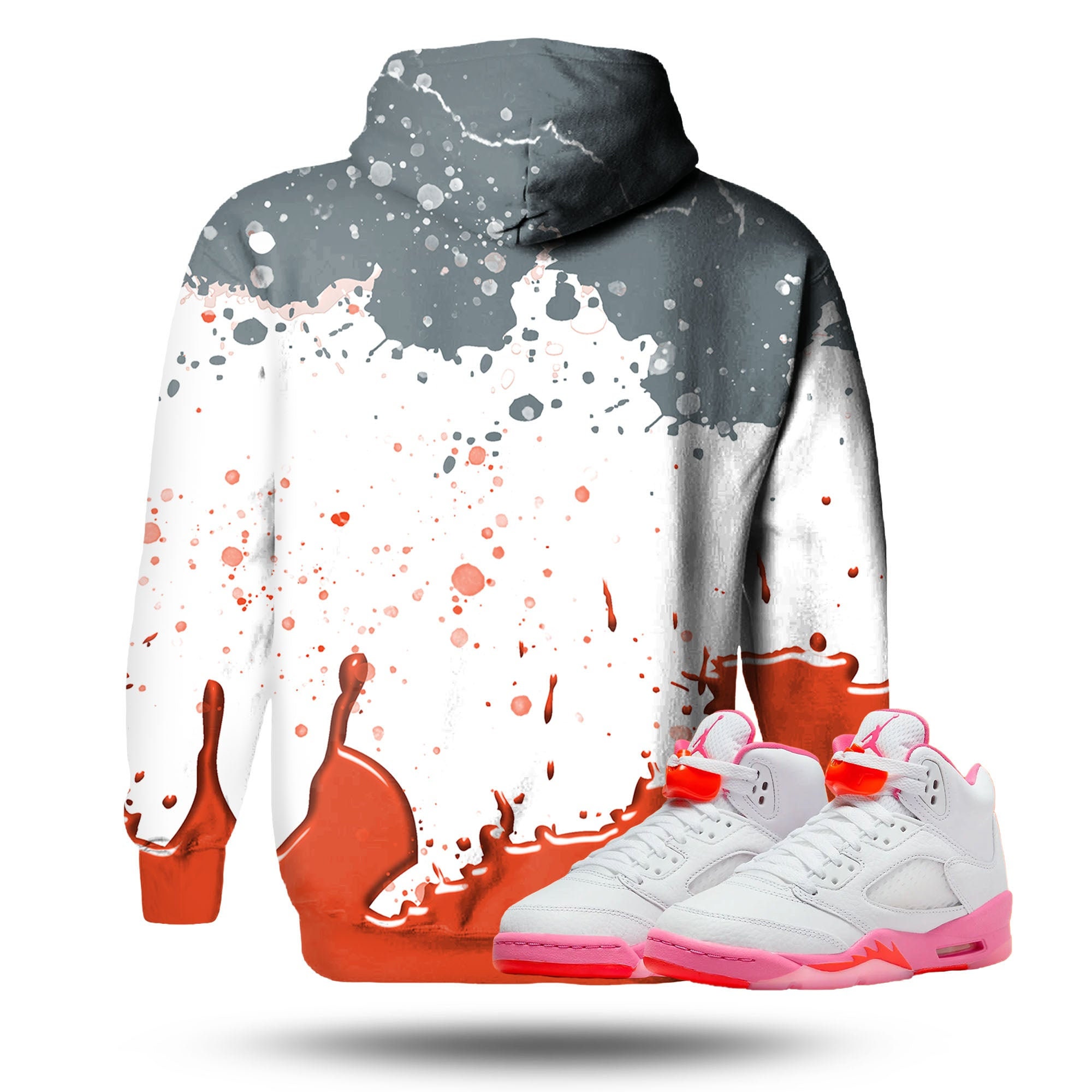 Paper Chaser 3D Splash Unisex 3D Match Hoodie. Jordan 5 Retro Pinksicle Safety Orange Outfit ...