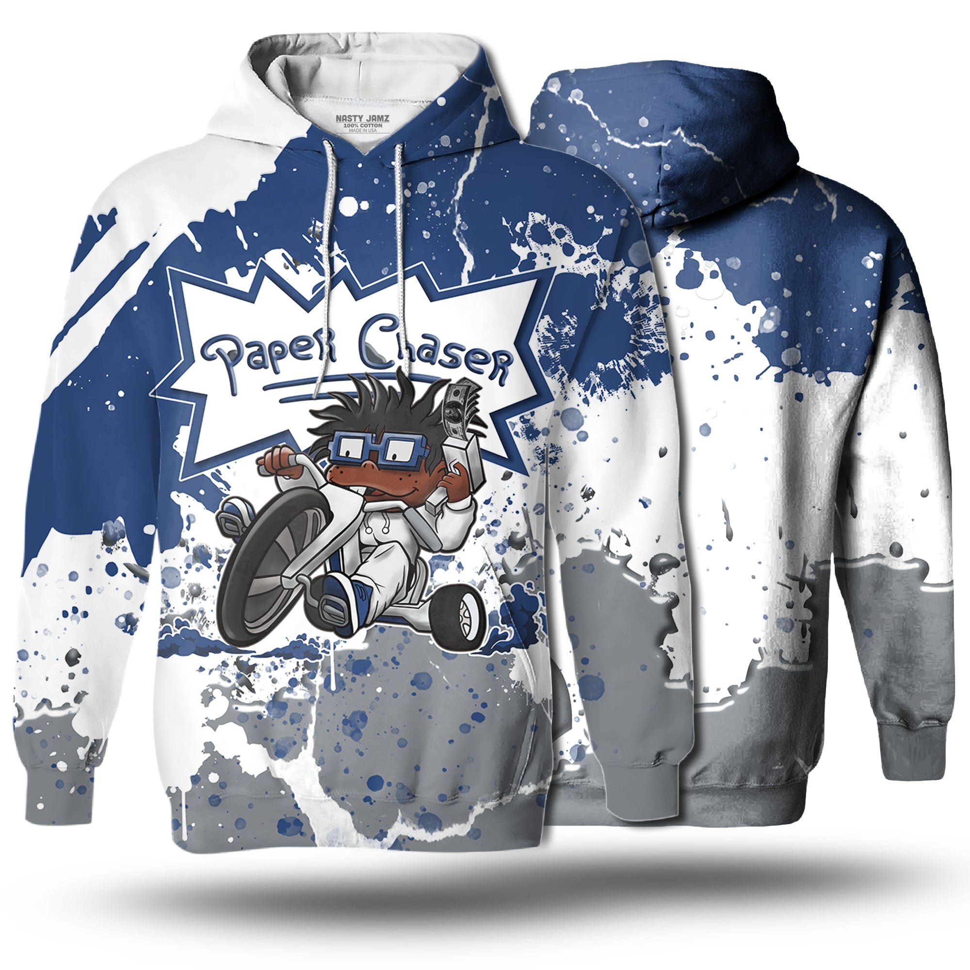 Paper Chaser 3D Splash Unisex match hoodie. Jordan 4 Retro White ...