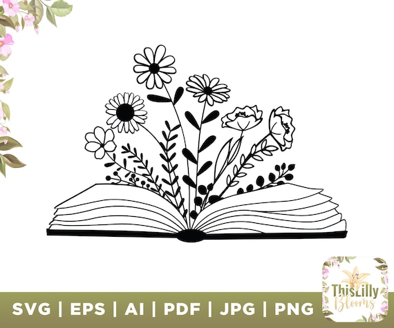 Floral Book SVG Book Svg Book With Flowers Svg Reading Svg - Etsy Canada