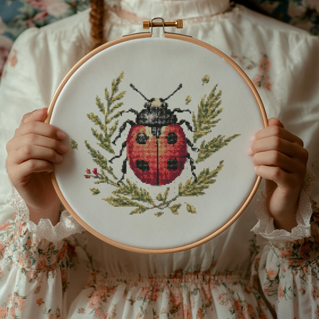 Ladybug V2 Cross Stitch Pattern, Ladybug Cross Stitch PDF, Cross Stitch ...