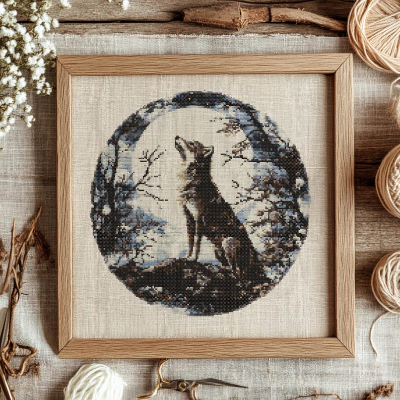 Wolf and Forest V3 Cross Stitch Pattern (PDF), Woodland Decor, Home ...