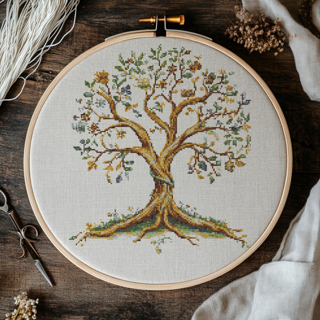 Tree of Life Cross Stitch Pattern, Tree of Life Cross Stitch Hand ...