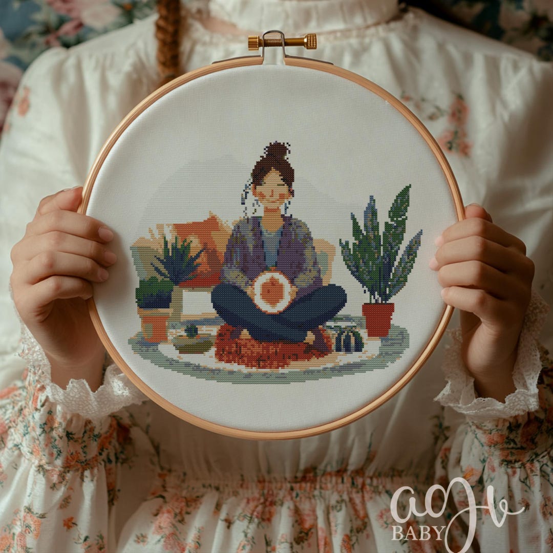 Cross Stitching Girl Cross Stitch Pattern, Stitching Girl Cross Stitch ...