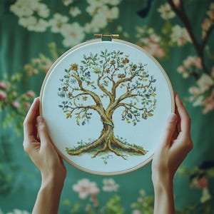 Tree of Life Cross Stitch Pattern, Tree of Life Cross Stitch Hand ...