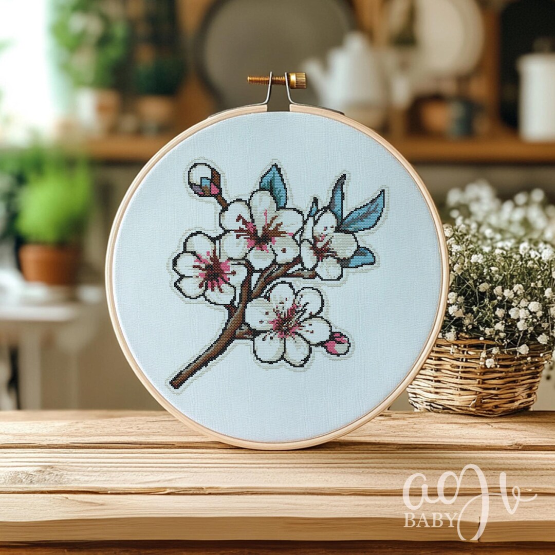 Cherry Blossom Cross Stitch Pattern, Sakura Flowers Cross Stitch PDF ...