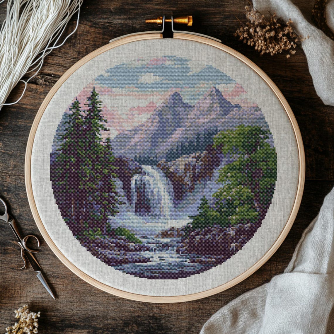 Waterfall Forest V3 Cross Stitch Pattern, Hand Embroidery (PDF) - Etsy