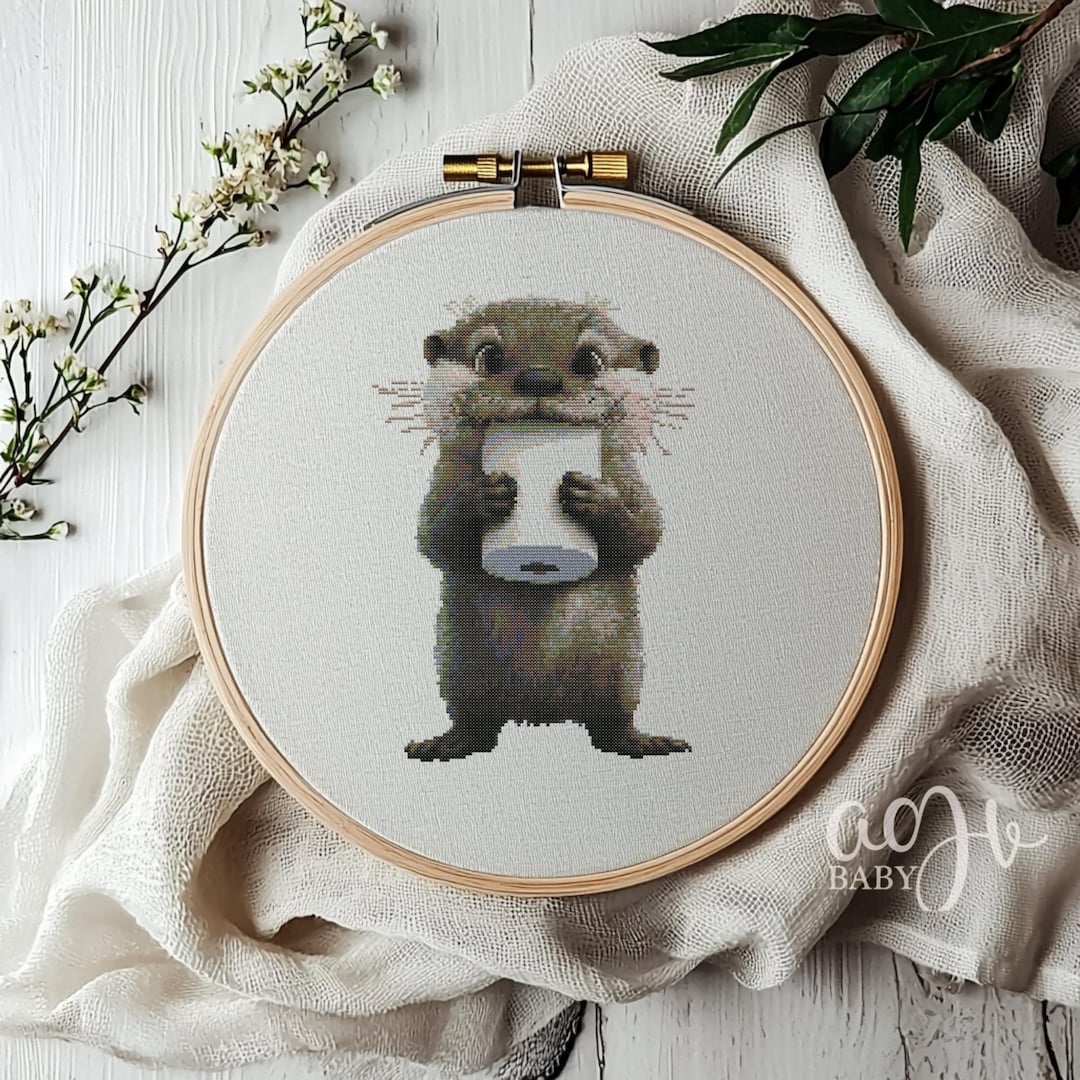 Cross Stitch Cute Otter, Otter Cross Stitch Pattern, Animal Cross ...
