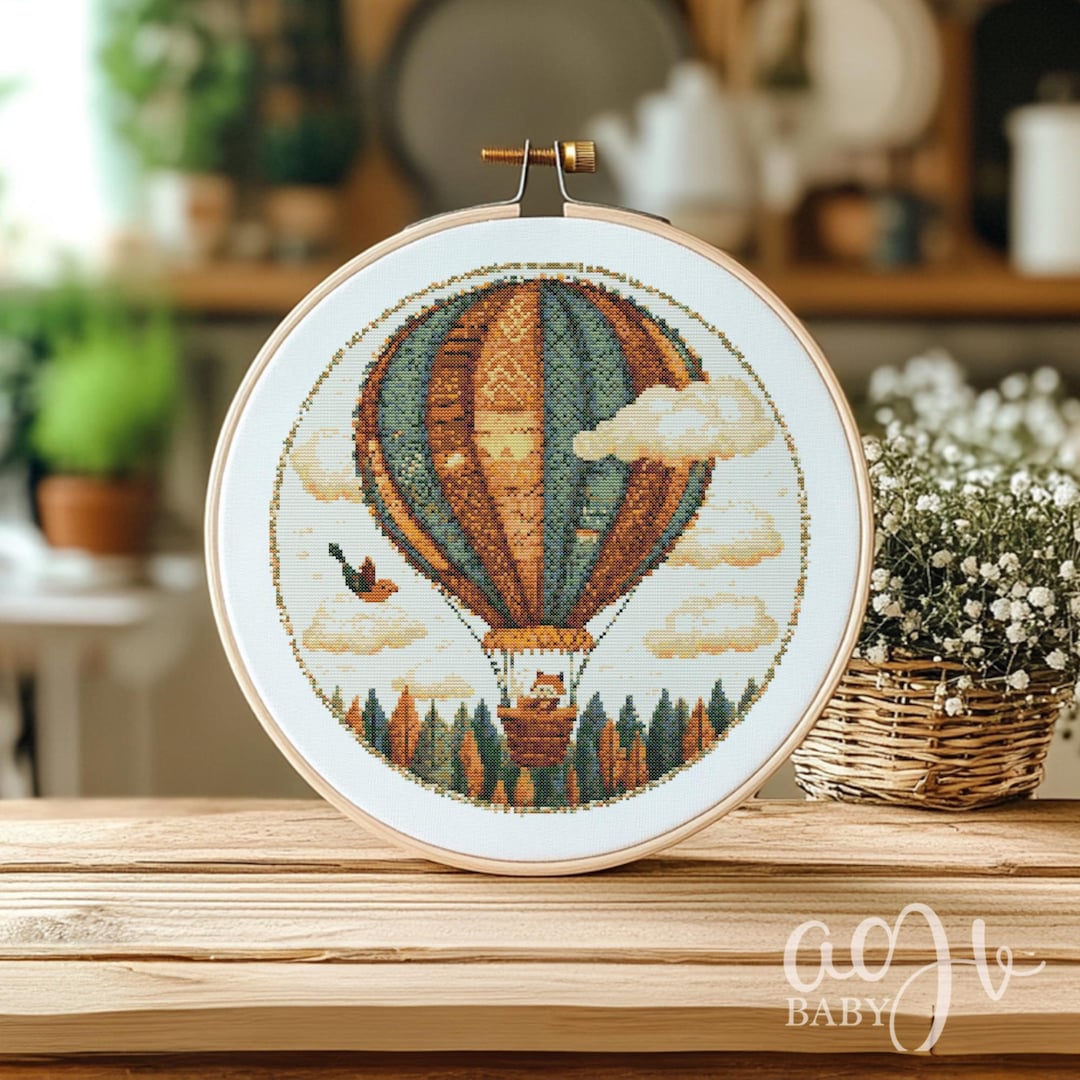 Hot Air Balloon Cross Stitch Pattern, Hot Air Balloon Cross Stitch PDF ...