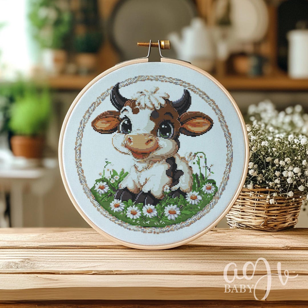 Cross Stitch Cute Cow, Dairy Cow Cross Stitch Pattern, Cow Farm Cross ...