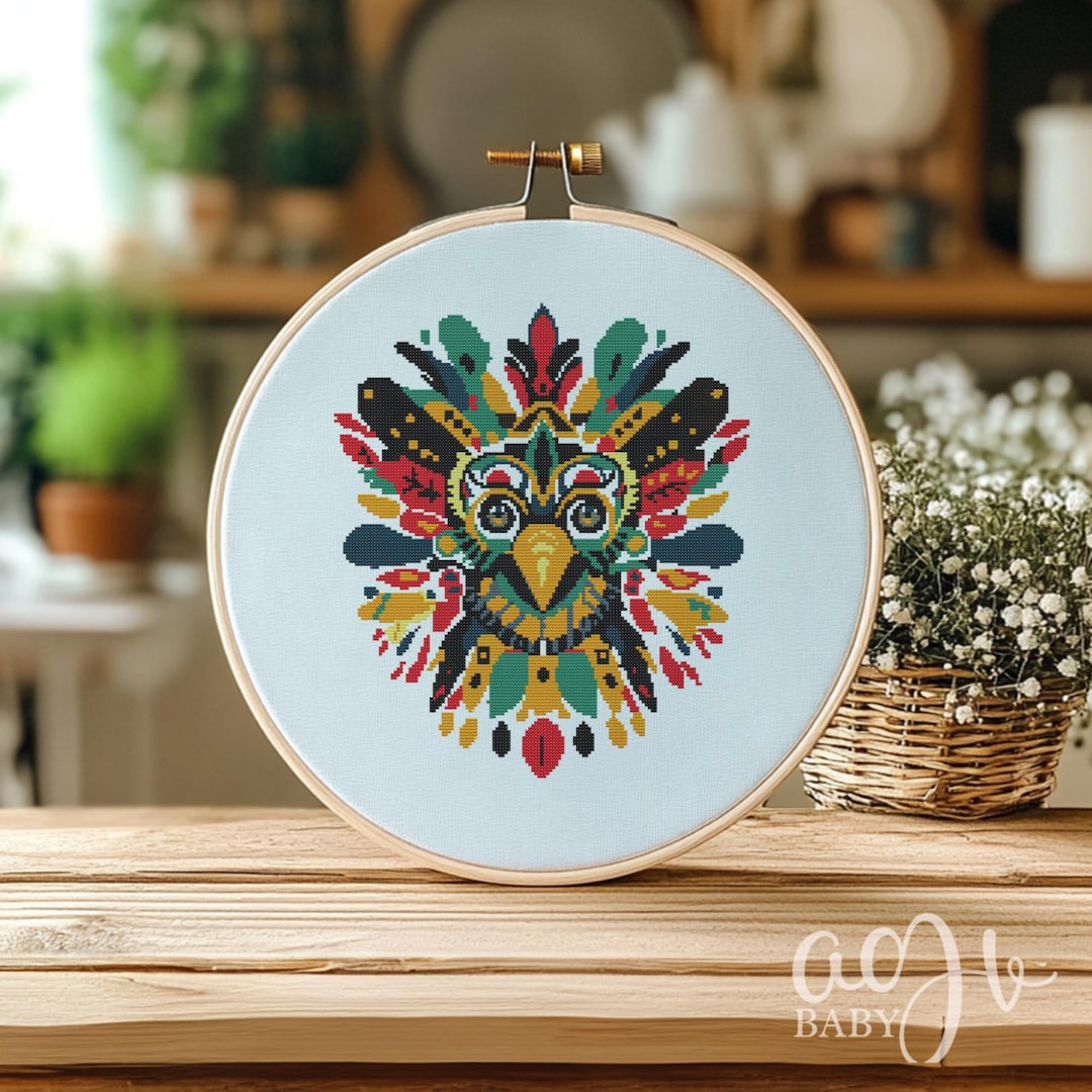 Folk Art Cross Stitch Pattern, Animal Folk Art Cross Stitch PDF, Cross ...
