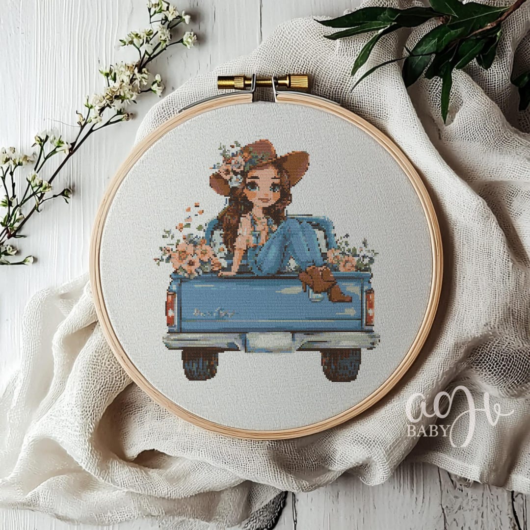 Cow Girl Cross Stitch Pattern, Rodeo Cross Stitch PDF, Cross Stitch ...