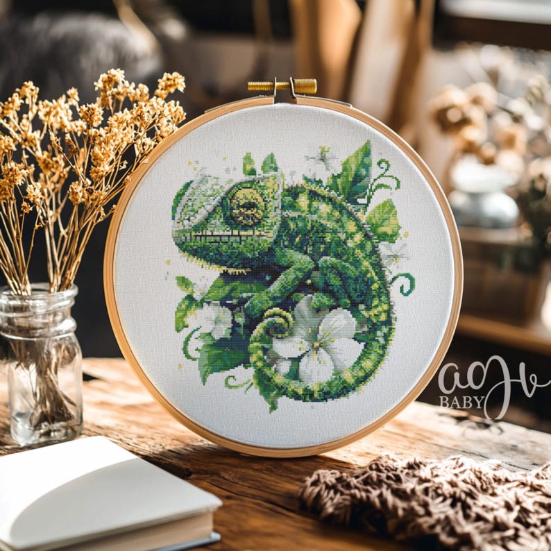 Chameleon Cross Stitch Pattern, Reptile PDF Template (digital Download ...