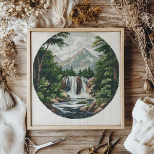 Waterfall V2 Cross Stitch Pattern, Cross Stitch, Cross Stitch Waterfall ...