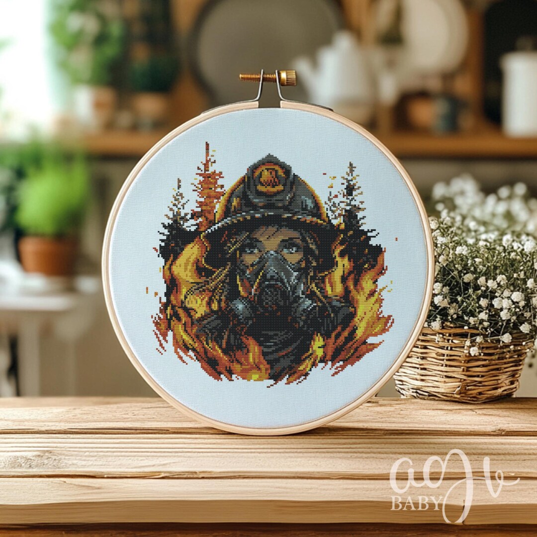 Firefighter Cross Stitch Pattern, Fireman Cross Stitch PDF, Cross ...