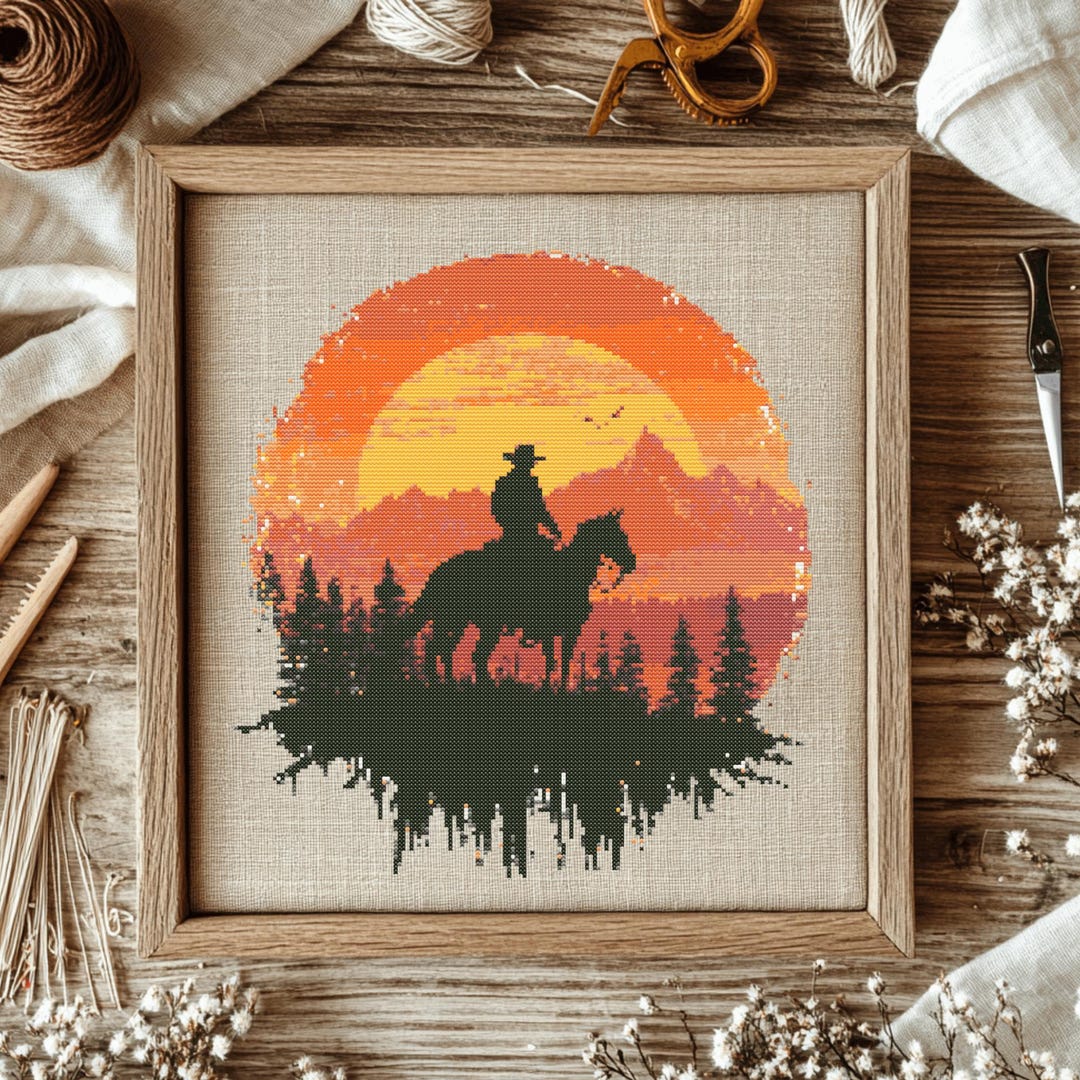 Cowboy Cross Stitch Pattern, Cowboy Cross Stitch PDF, Cross Stitch ...
