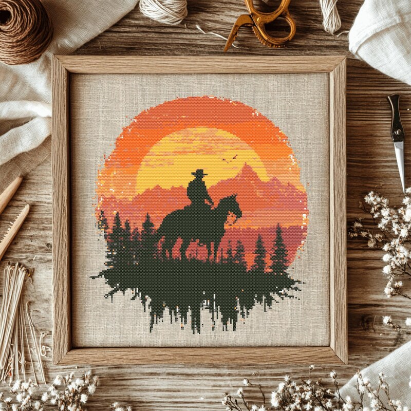 Cowboy Cross Stitch - Etsy