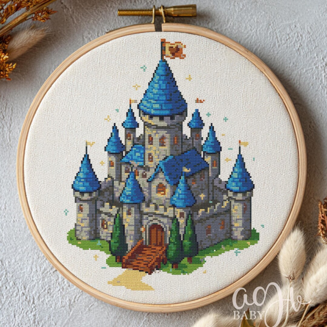 Fairy Castle Cross Stitch Pattern, Fantasy Castle Cross Stitch Hand ...
