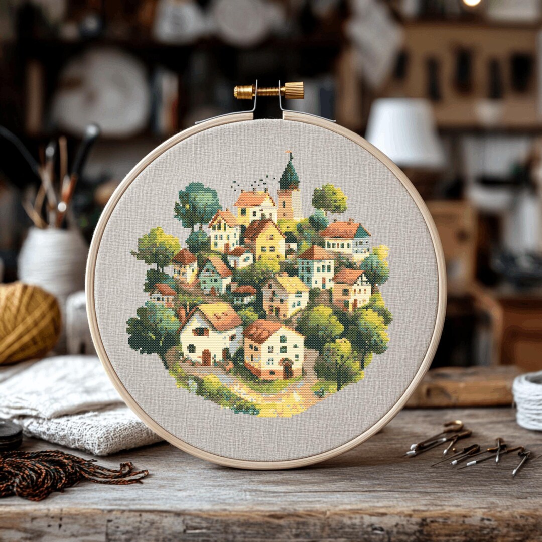 Village Cross Stitch Pattern, Village Cross Stitch PDF, Cross Stitch ...