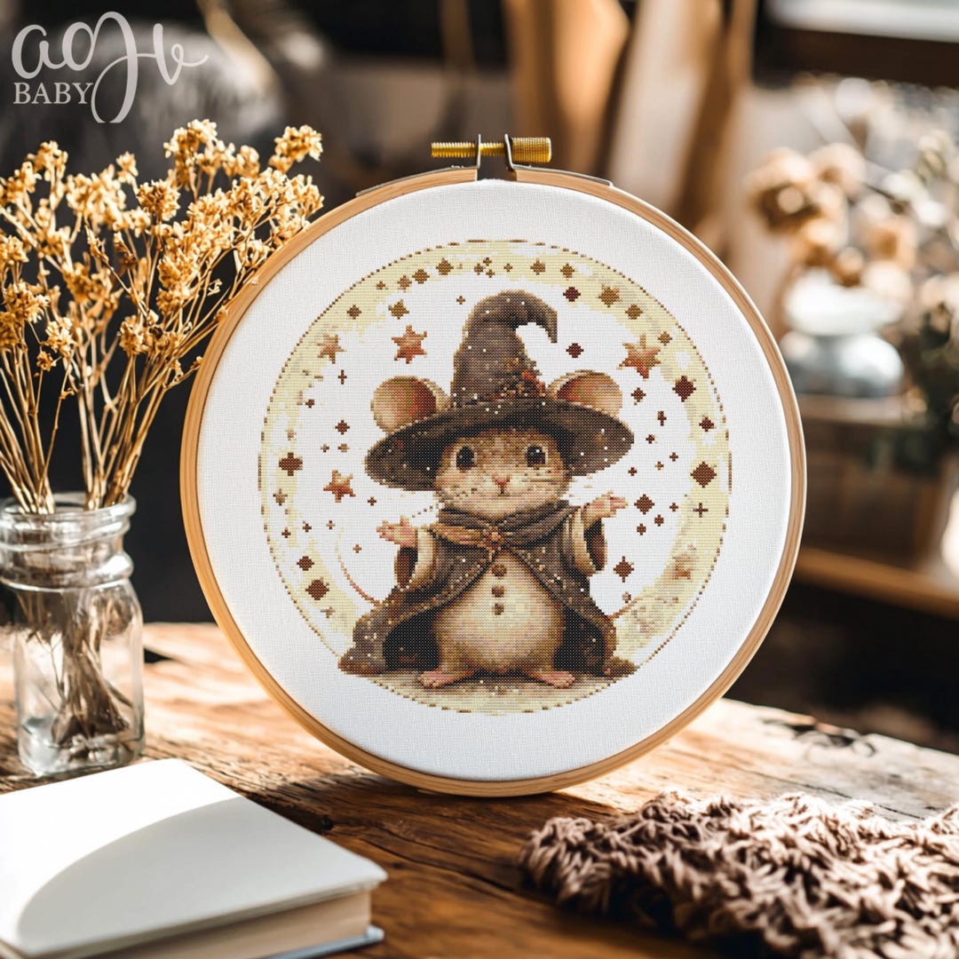 Witch Mouse Cross Stitch Pattern, Halloween Animal (PDF Pattern ...